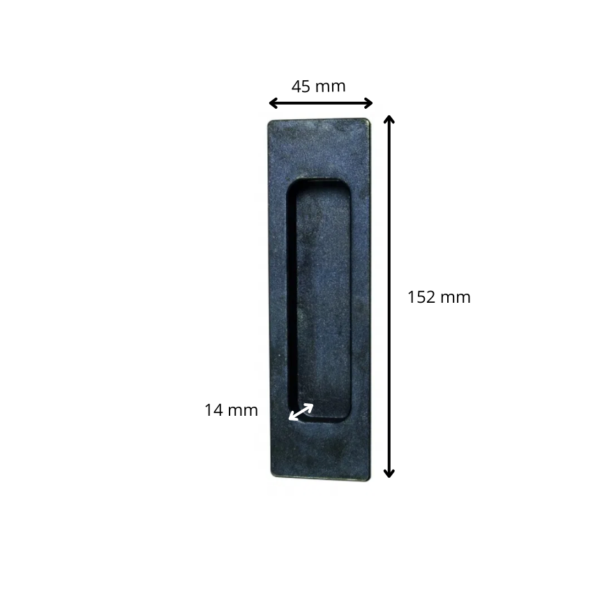 Rectangular steel recessed sliding door handle Black - Hardware