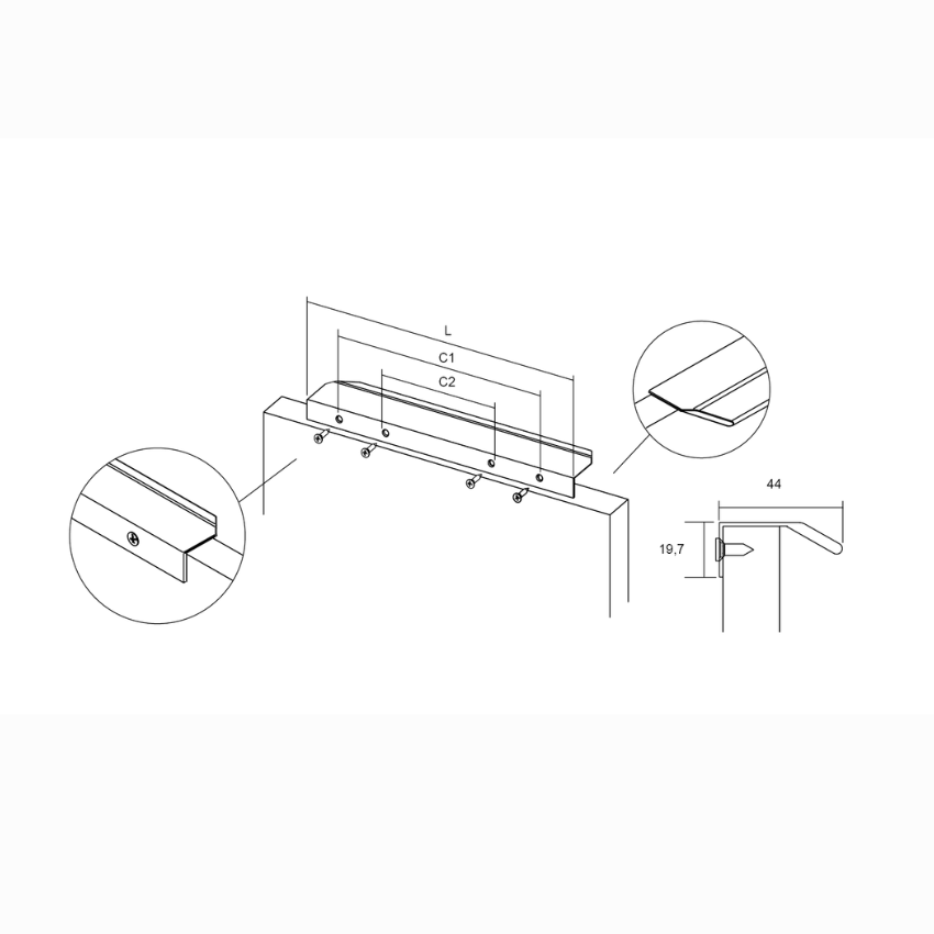 Vann Aluminium edge handle - Hardware
